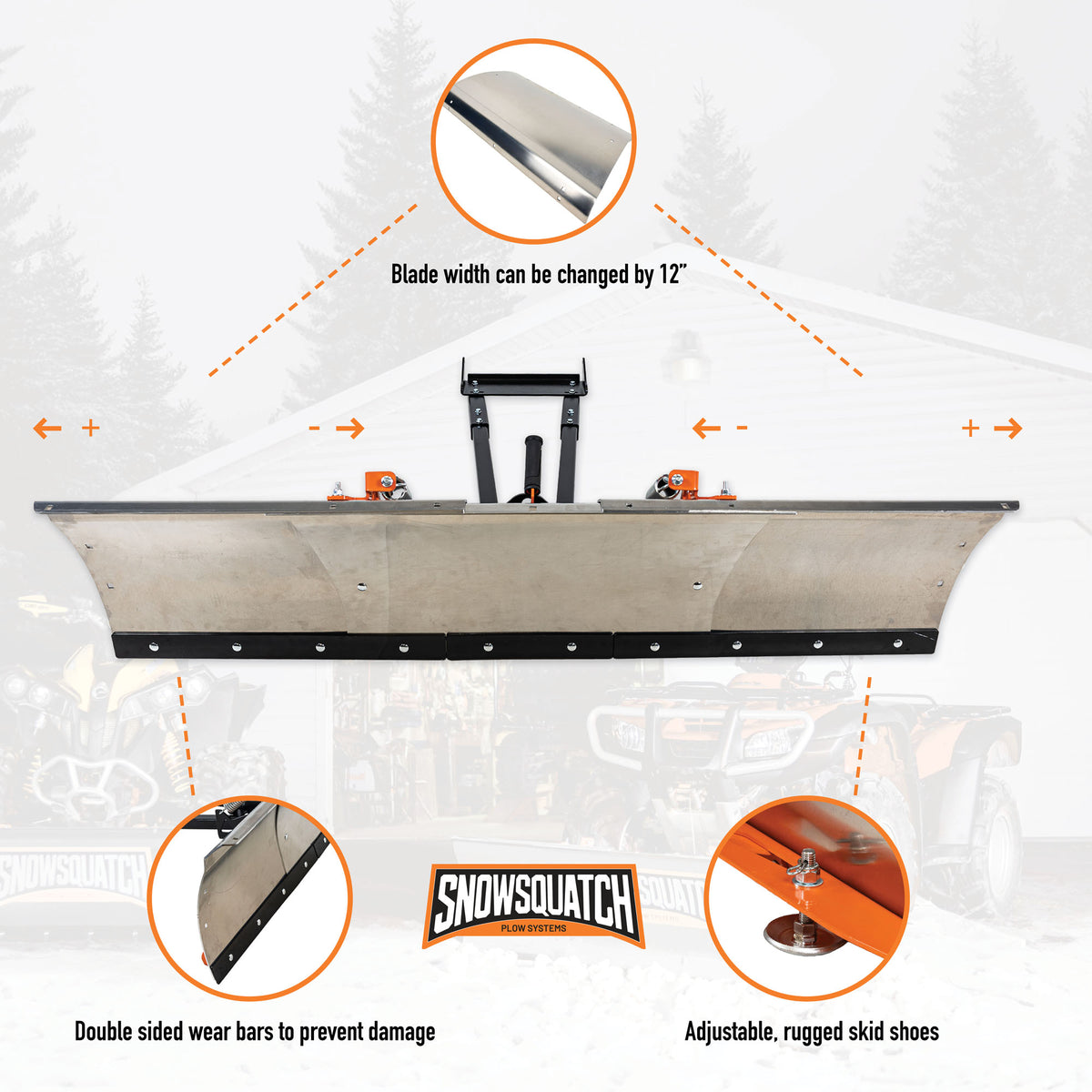 SNOWSQUATCH Aluminum UTV Snow Plow System 60-72 Inch Adjustable